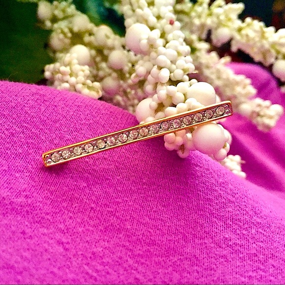 Monet | Jewelry | Vintage Monet Gold Rhinestone Bar Brooch | Poshmark